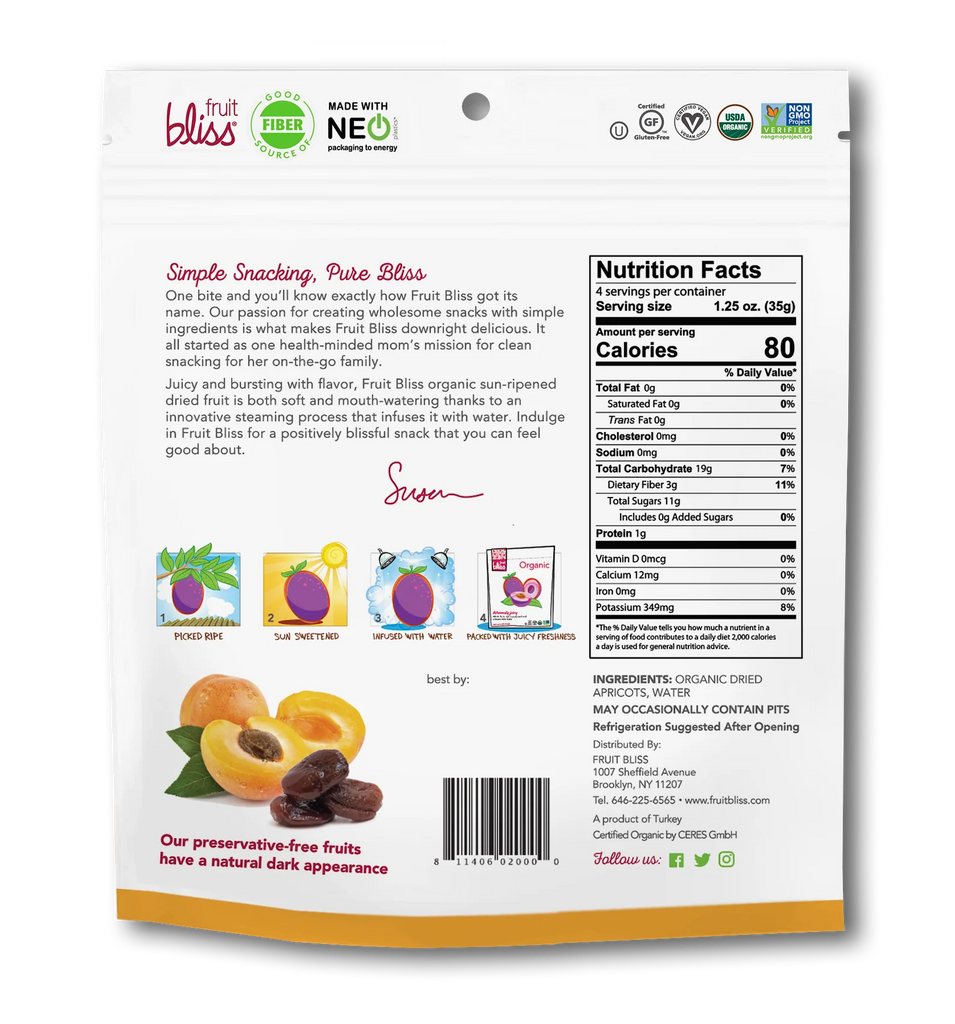 Fruit Bliss Organic Apricots – The Gluten Free Shoppe