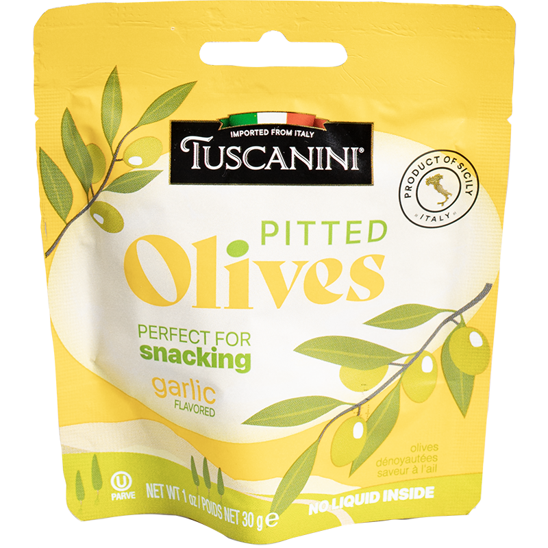 Tuscanini Garlic Pitted Olives Pouches - 10 Pack – The Gluten Free Shoppe